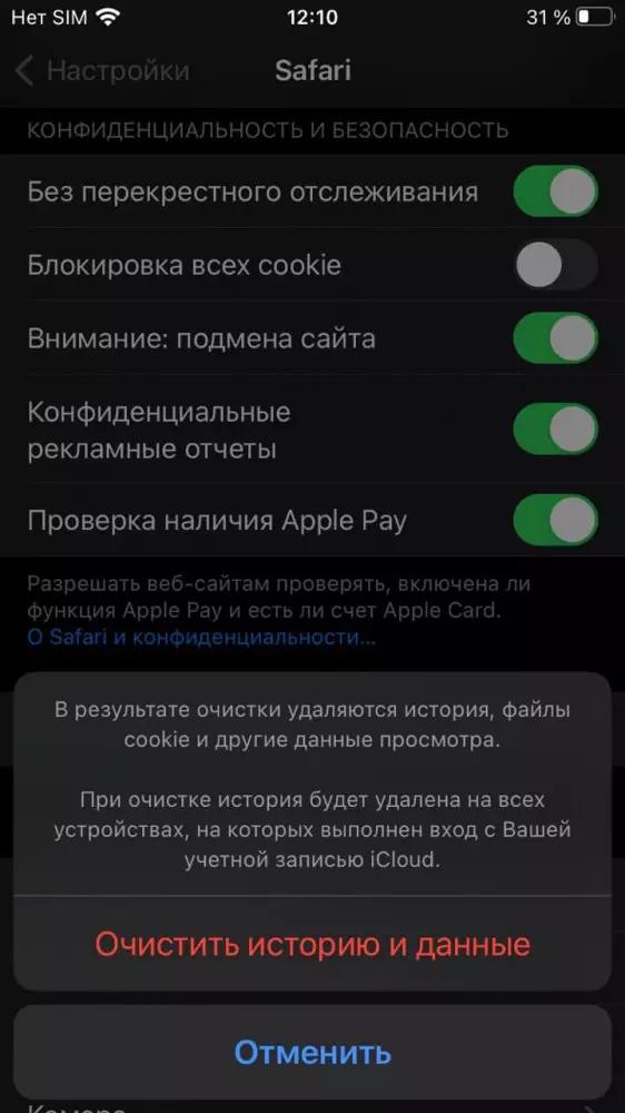 Kuidas puhastada lugu ja küpsised Safari iPhone'is ja iPadis: kolm võimalust 10145_6