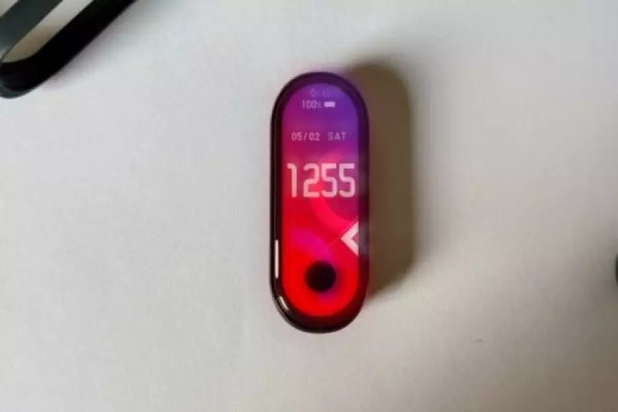 Dealladh grianghraf Xiaomi mi Band 5 le láthair aisteach ar an scáileán