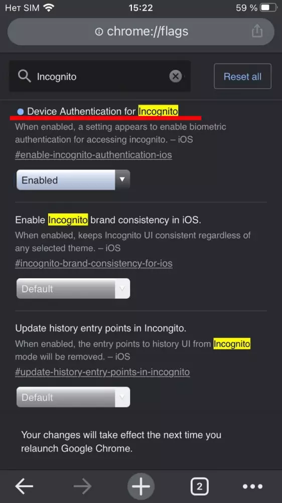 Як абараніць ад старонніх вачэй інкогніта-укладкі ў Chrome на iOS 35941_6